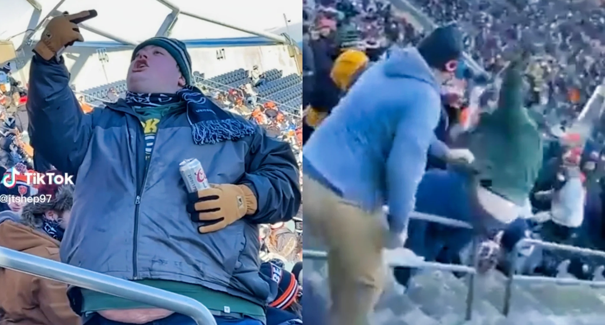 Massive Packers Fan Gets Shoved Down Stairs by Rival Fan - Daily ...